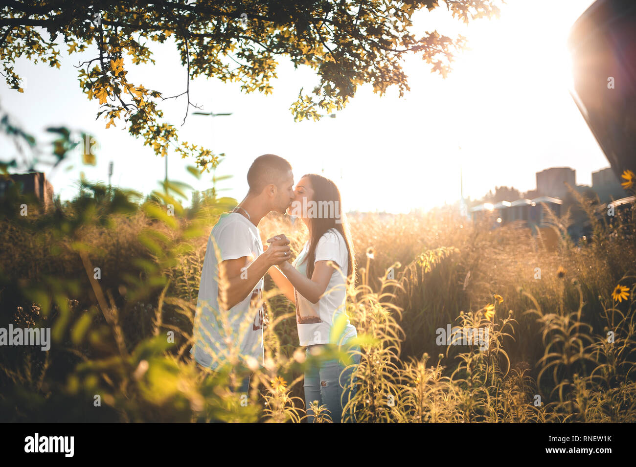 Young Couple Lying Field High Resolution Stock Photography and Images ...