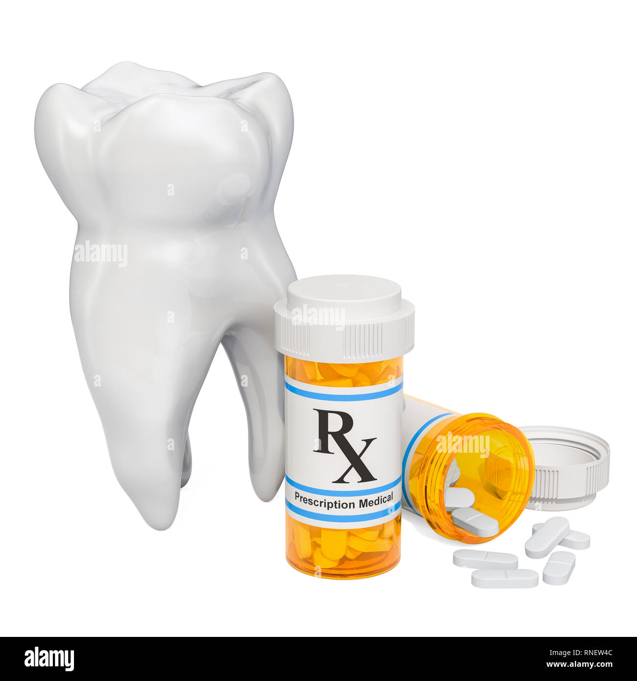 Drugs for Dental Pain concept, 3D rendering isolated on white ...