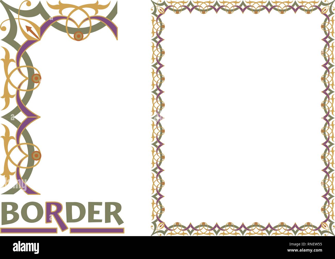 Old World Borders Vector - Tiled frame in plant leaves and flowers ...