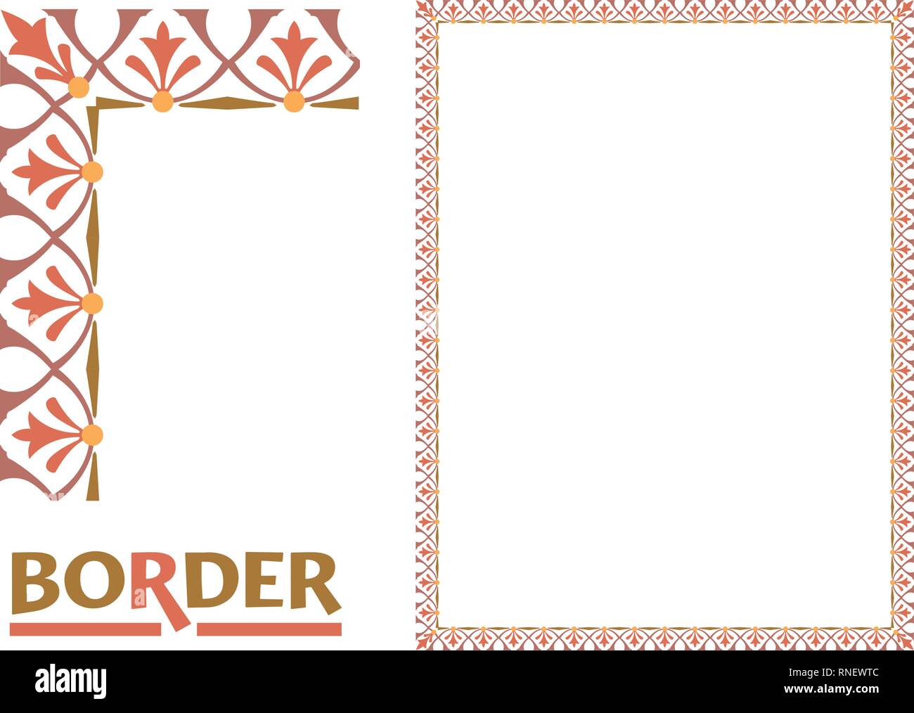 Old World Borders Vector - Tiled frame in plant leaves and flowers ...