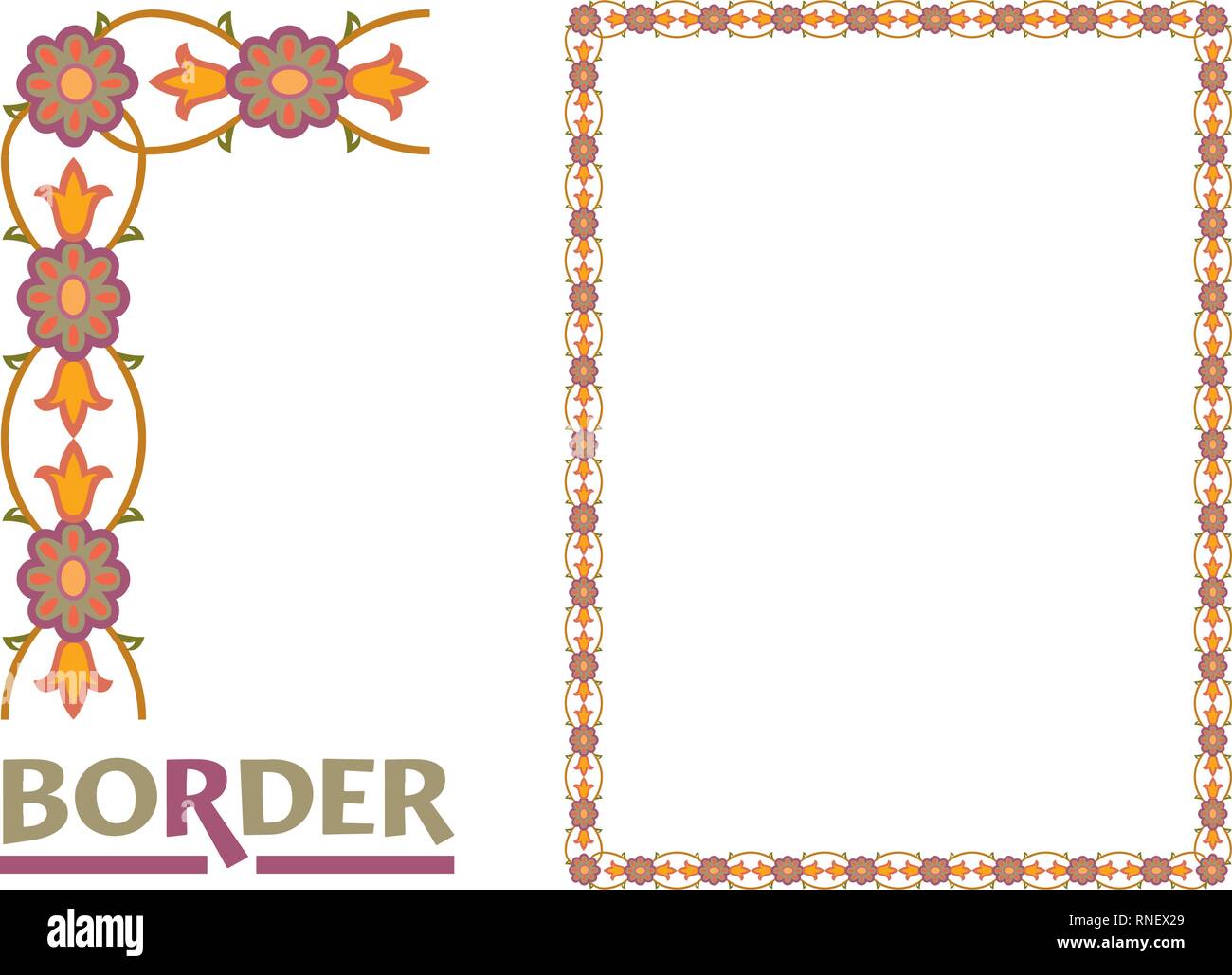Old World Borders Vector - Tiled frame in plant leaves and flowers ...