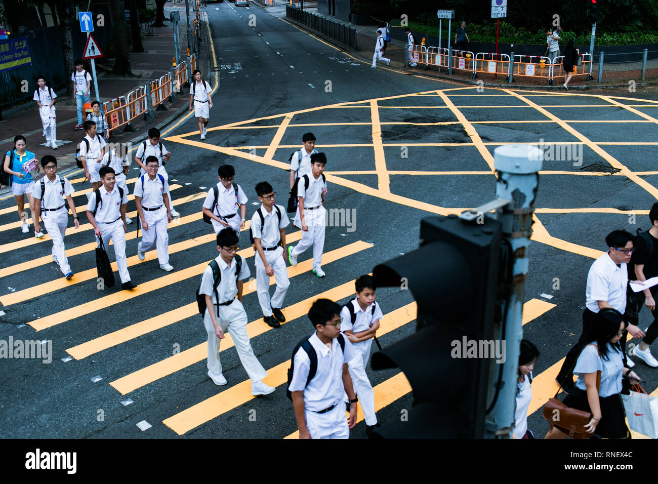 Busy streets packed with People. Hong Kong is one of the most densely ...