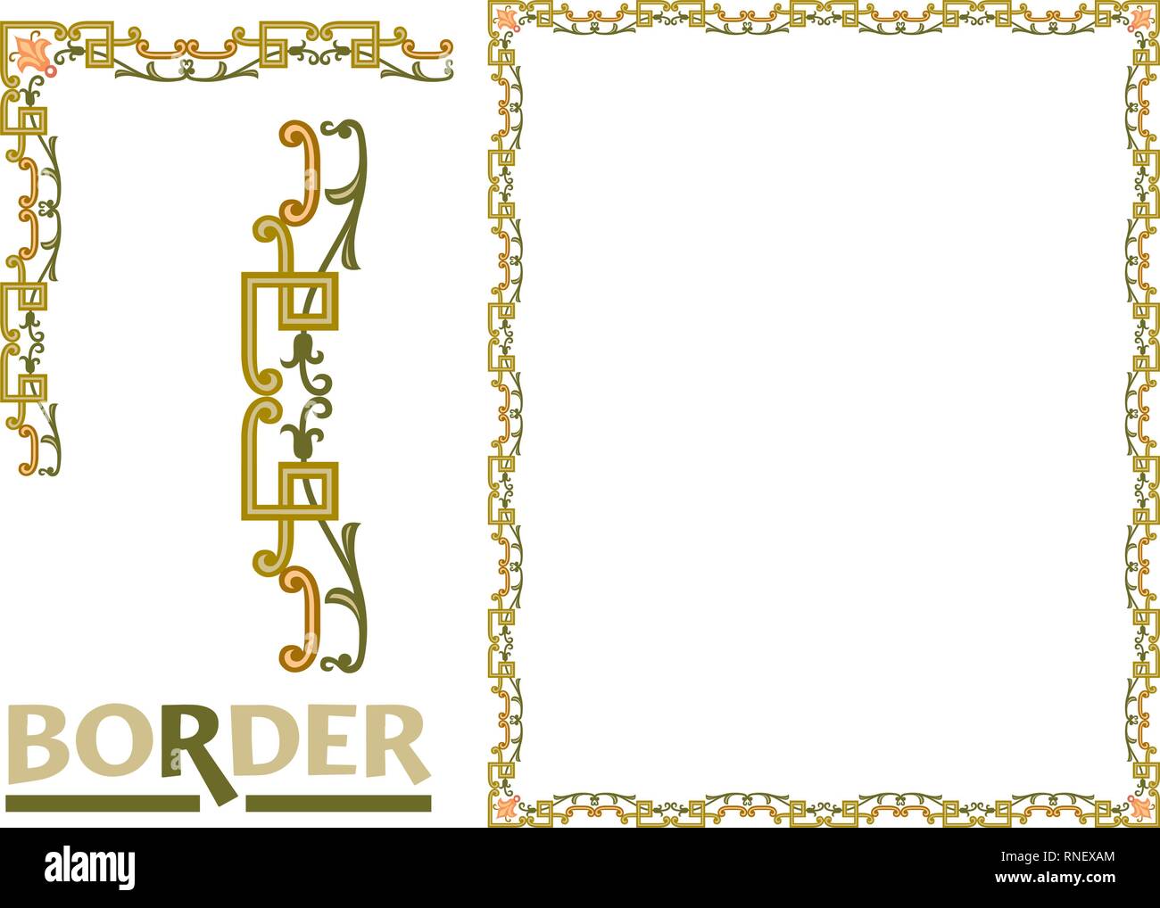 Old World Borders Vector - Tiled frame in plant leaves and flowers ...