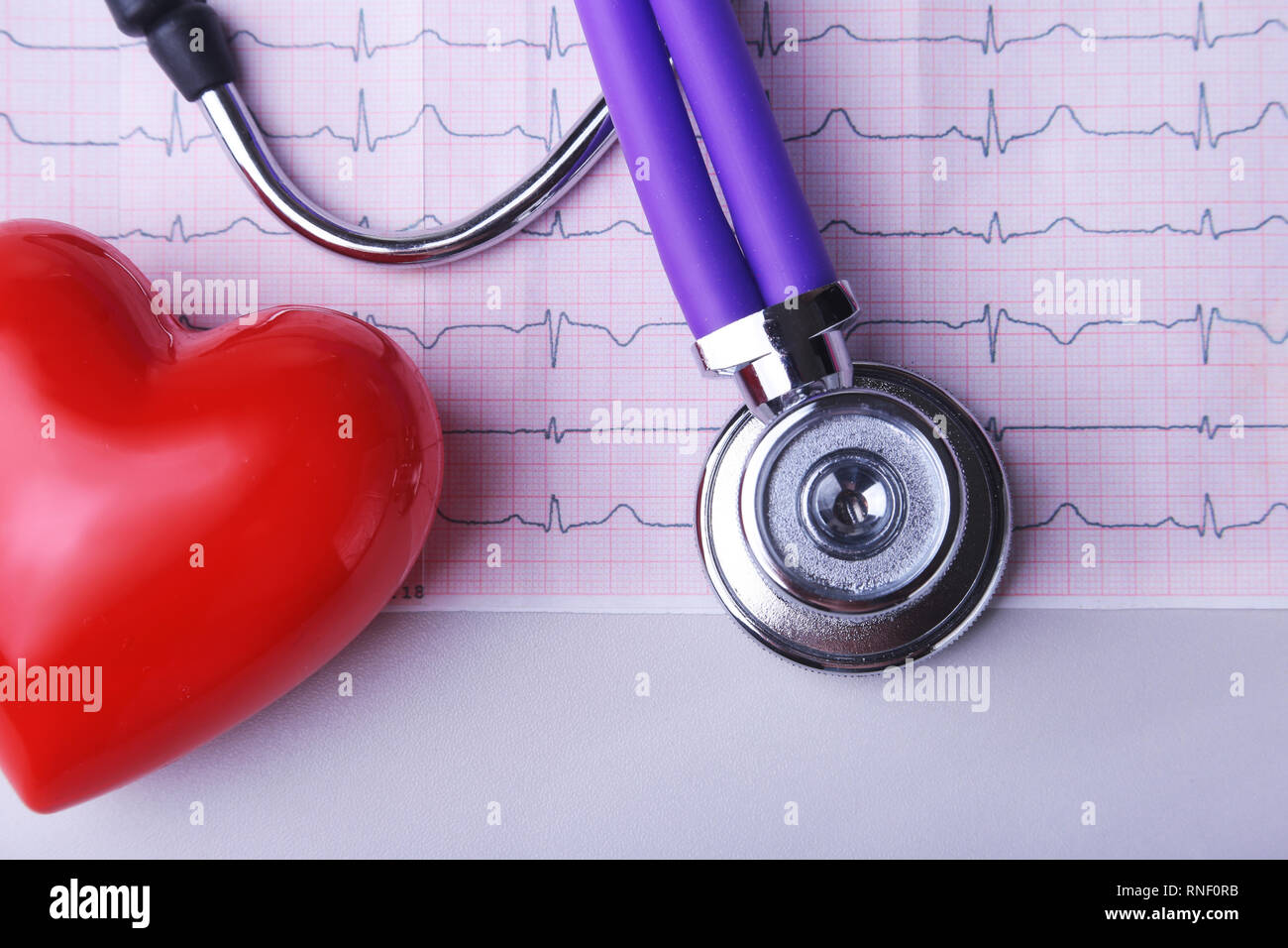 RX prescription, Red heart and a stethoscope isolated on white ...