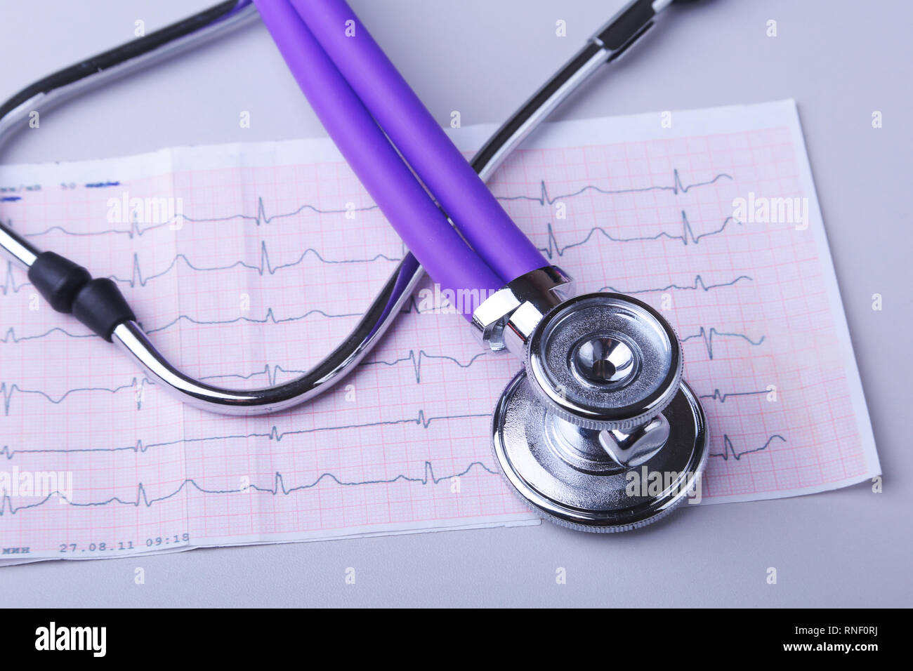 RX prescription, Red heart and a stethoscope isolated on white ...