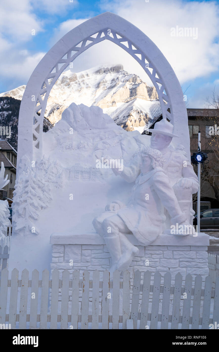 Banff, Alberta Canada - Jan 21, 2019: The International Snow sculpture ...