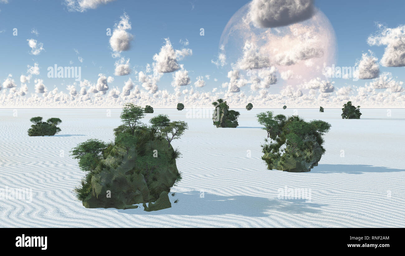 White Sands with Rock Islands Oasis Stock Photo - Alamy