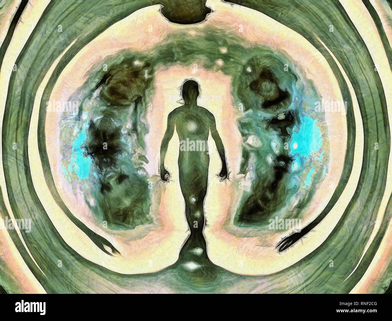 Spiritual abstract painting. Figure in Doorway Stock Photo - Alamy