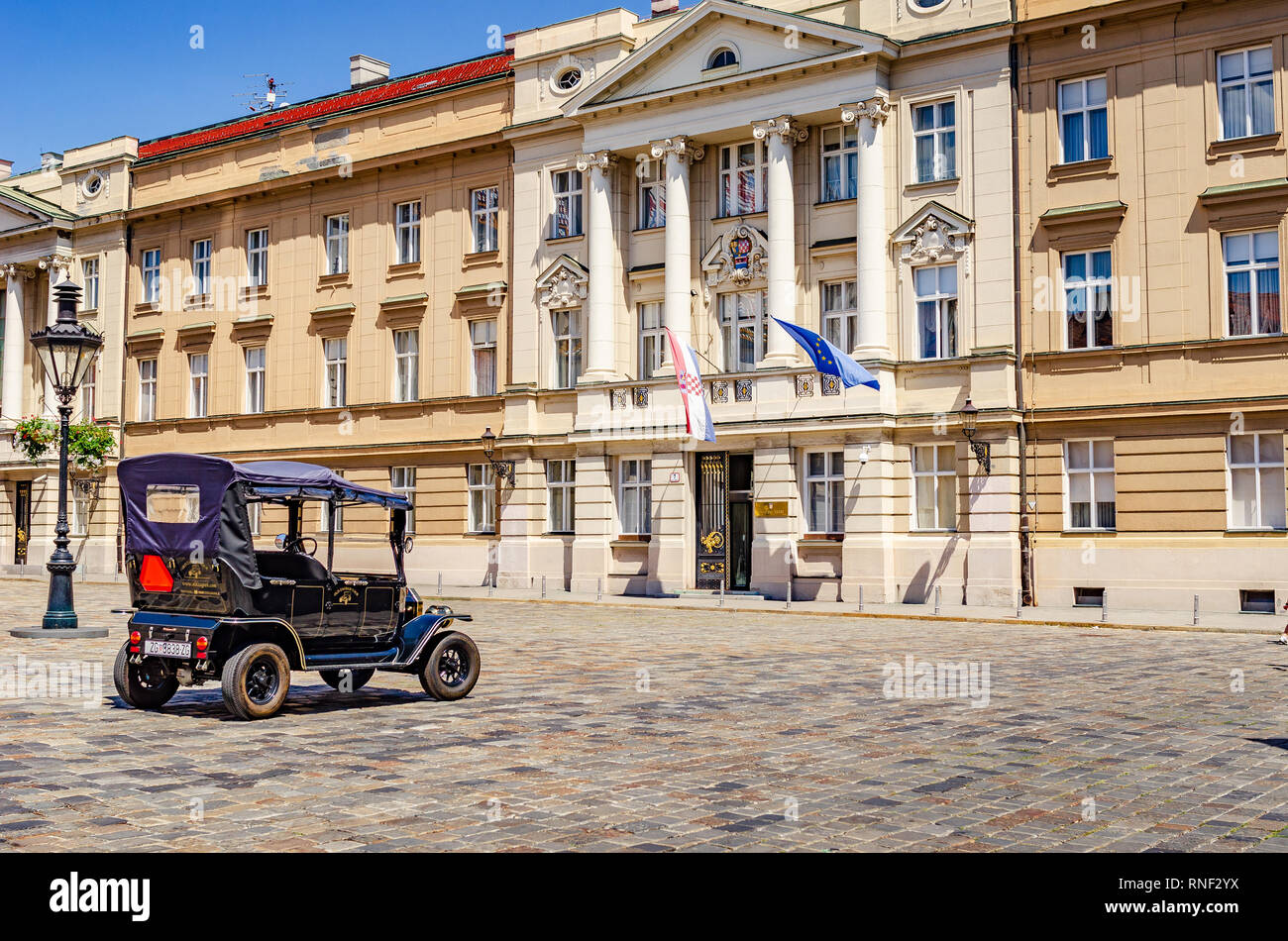 Zagreb streets on a weekday during the daytime in the summer. City of ...