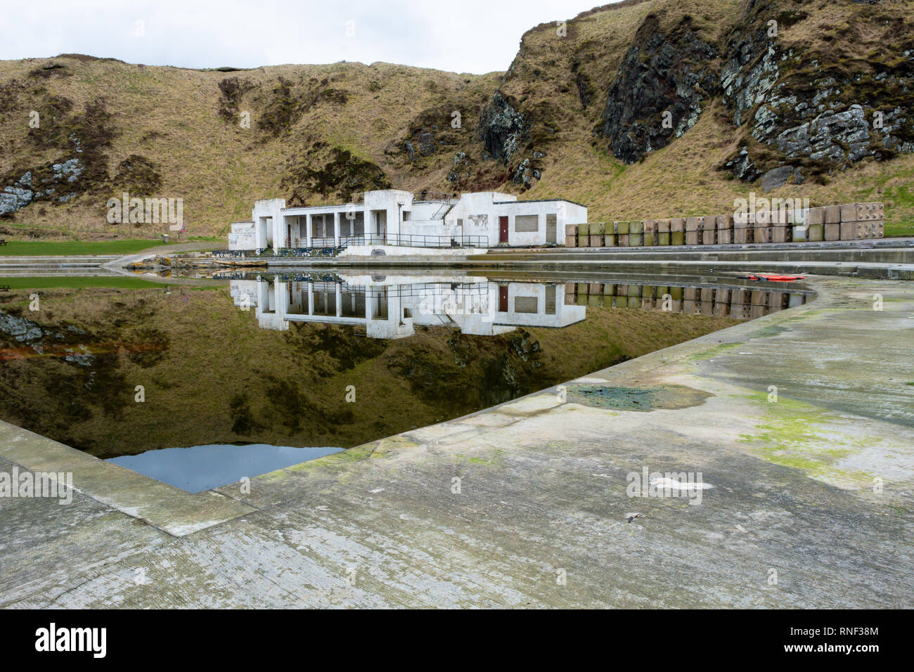 Tarlair Swimming Pool, long since abandoned, now lying empty and ...