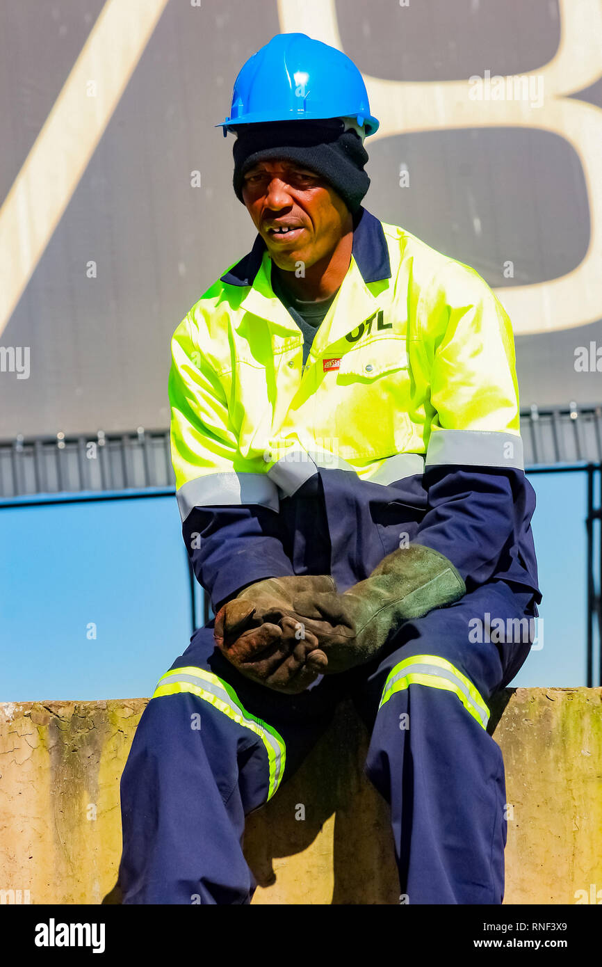 Johannesburg, South Africa - June 05 2010: Construction worker on a ...