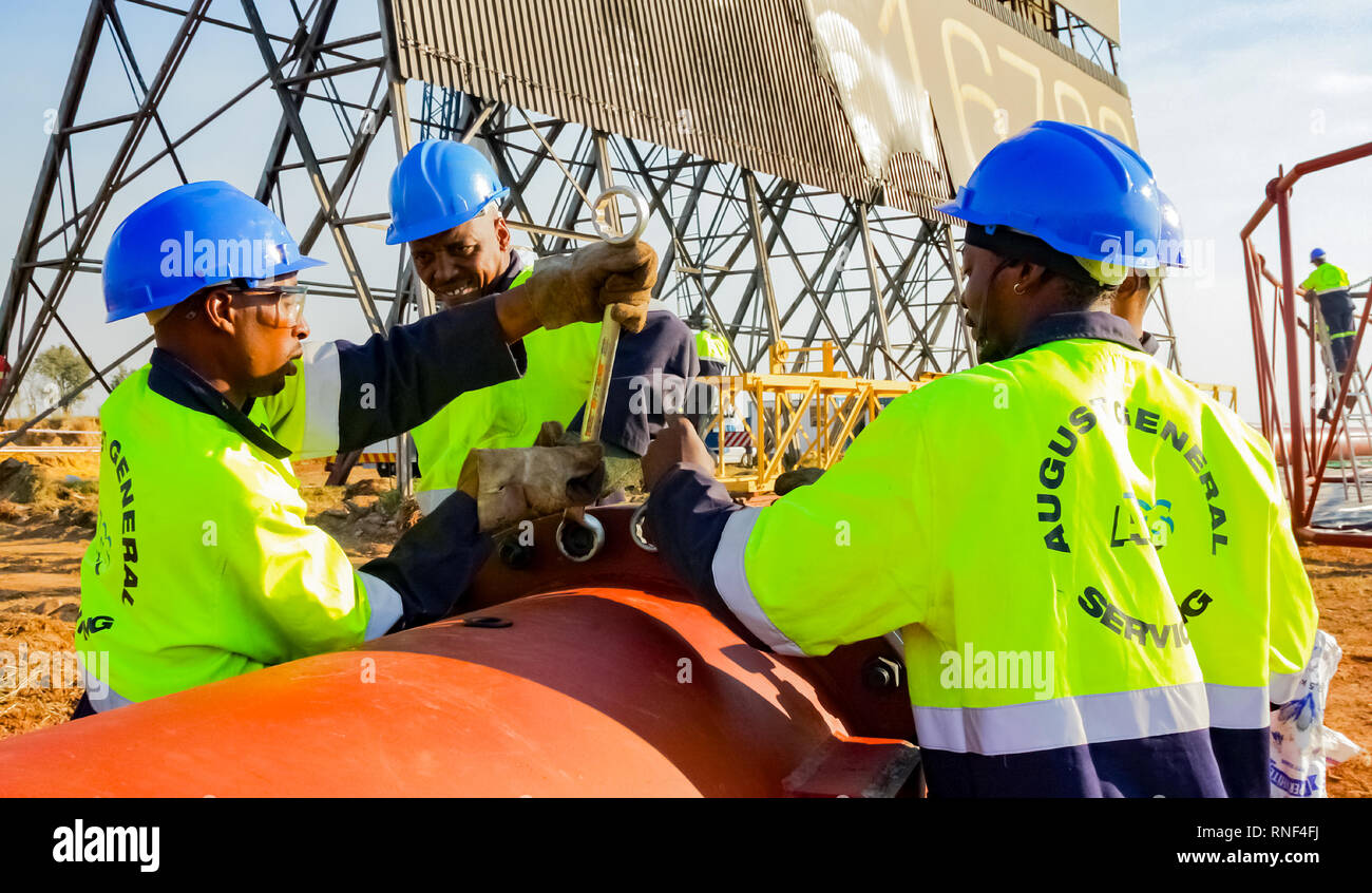 Johannesburg, South Africa - June 06 2010: Construction worker on a ...
