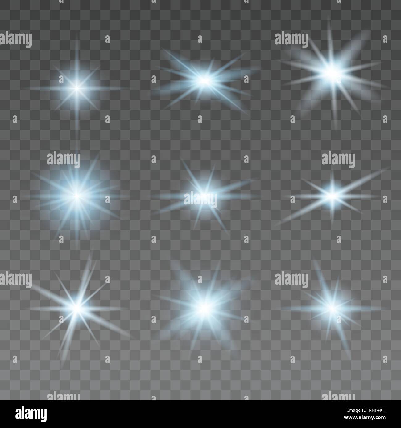 Set of various flare elements. Vector illustration with light effects ...