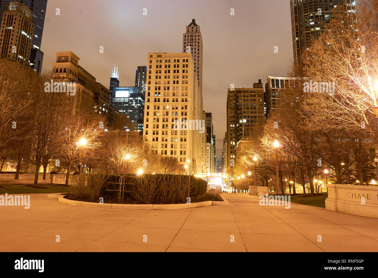 CHICAGO, IL - CIRCA MARCH, 2016: Chicago at night time. Chicago is the ...