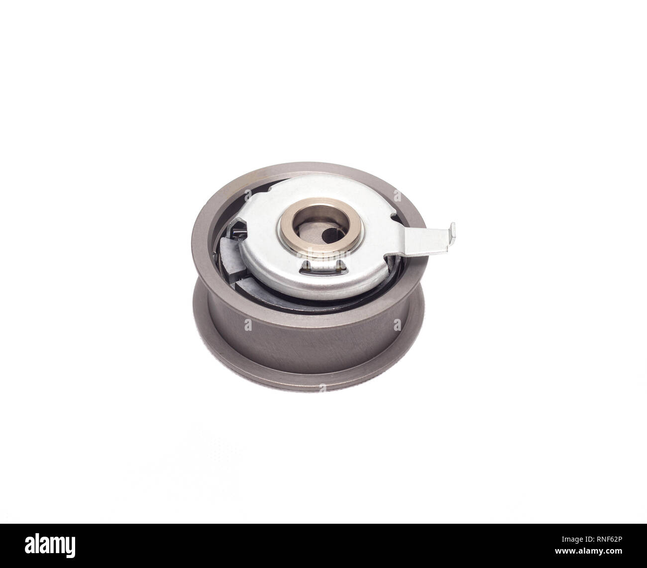 Tension adjusting car roller timing system engine, white background ...