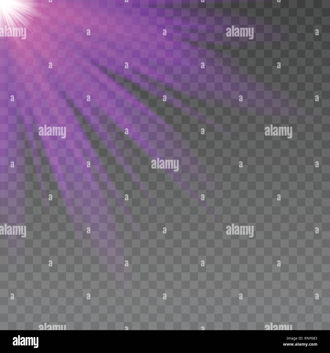flare of purple light rays element. Vector illustration with shining ...