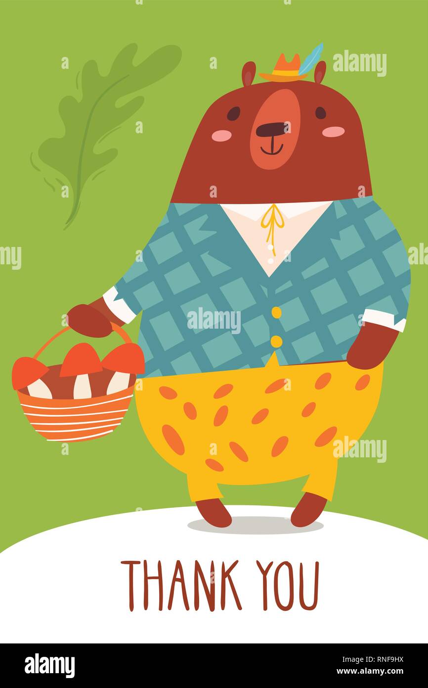Cute vector thank you card with a bear Stock Vector Image & Art - Alamy