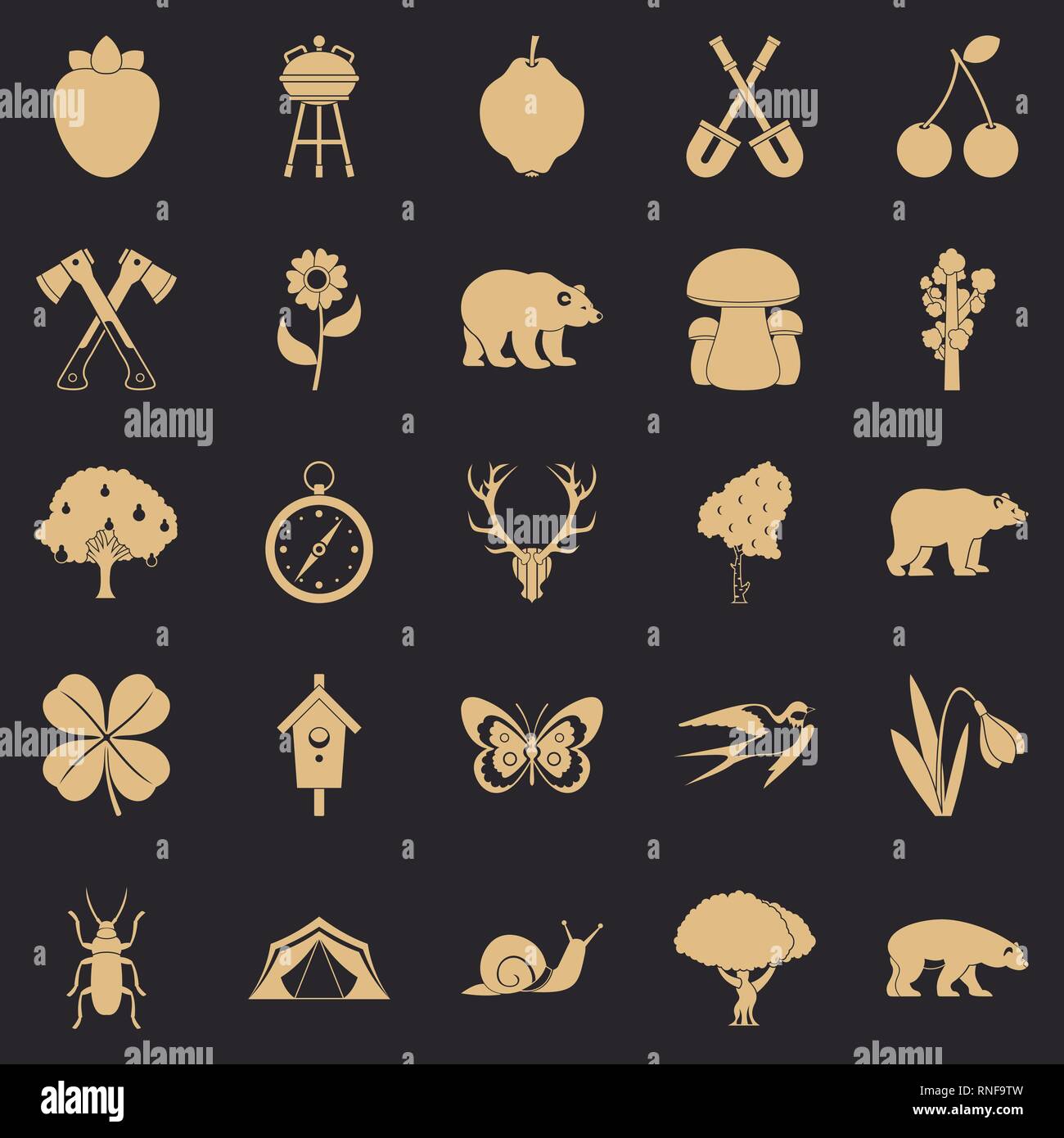 Trekking in the wild icons set, simple style Stock Vector Image & Art ...