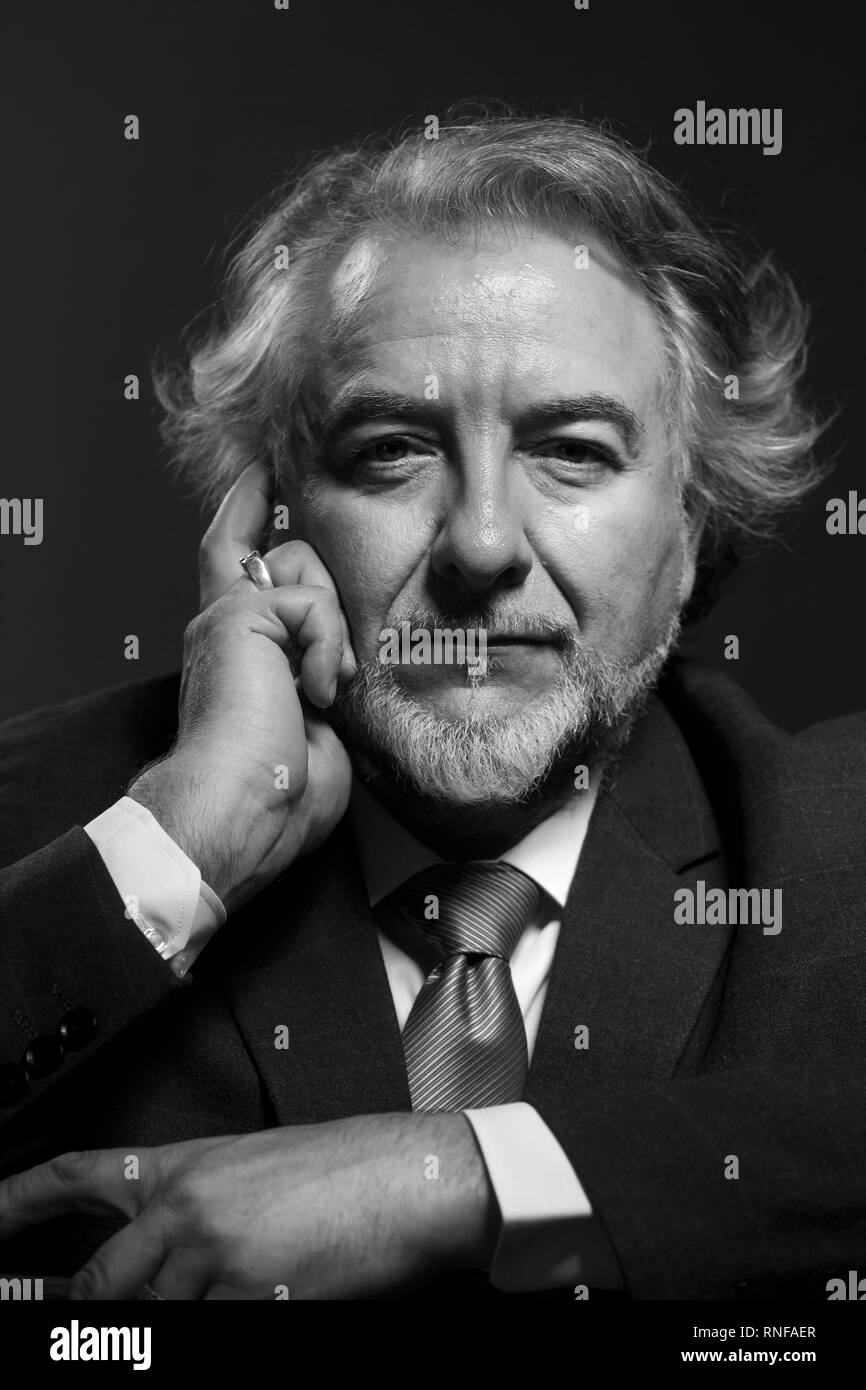 Middle aged adult caucasian men Black and White Stock Photos & Images ...