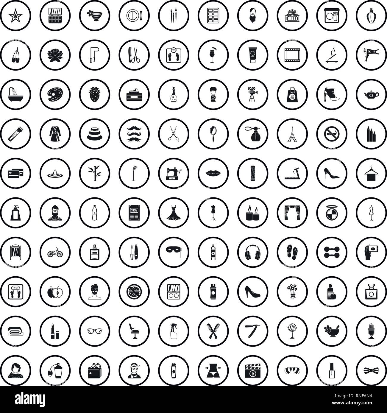 100 beauty and makeup icons set in simple style Stock Vector Image ...