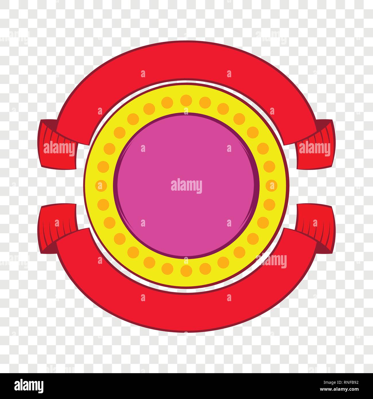 Round badge with red ribbons icon, cartoon style Stock Vector Image ...