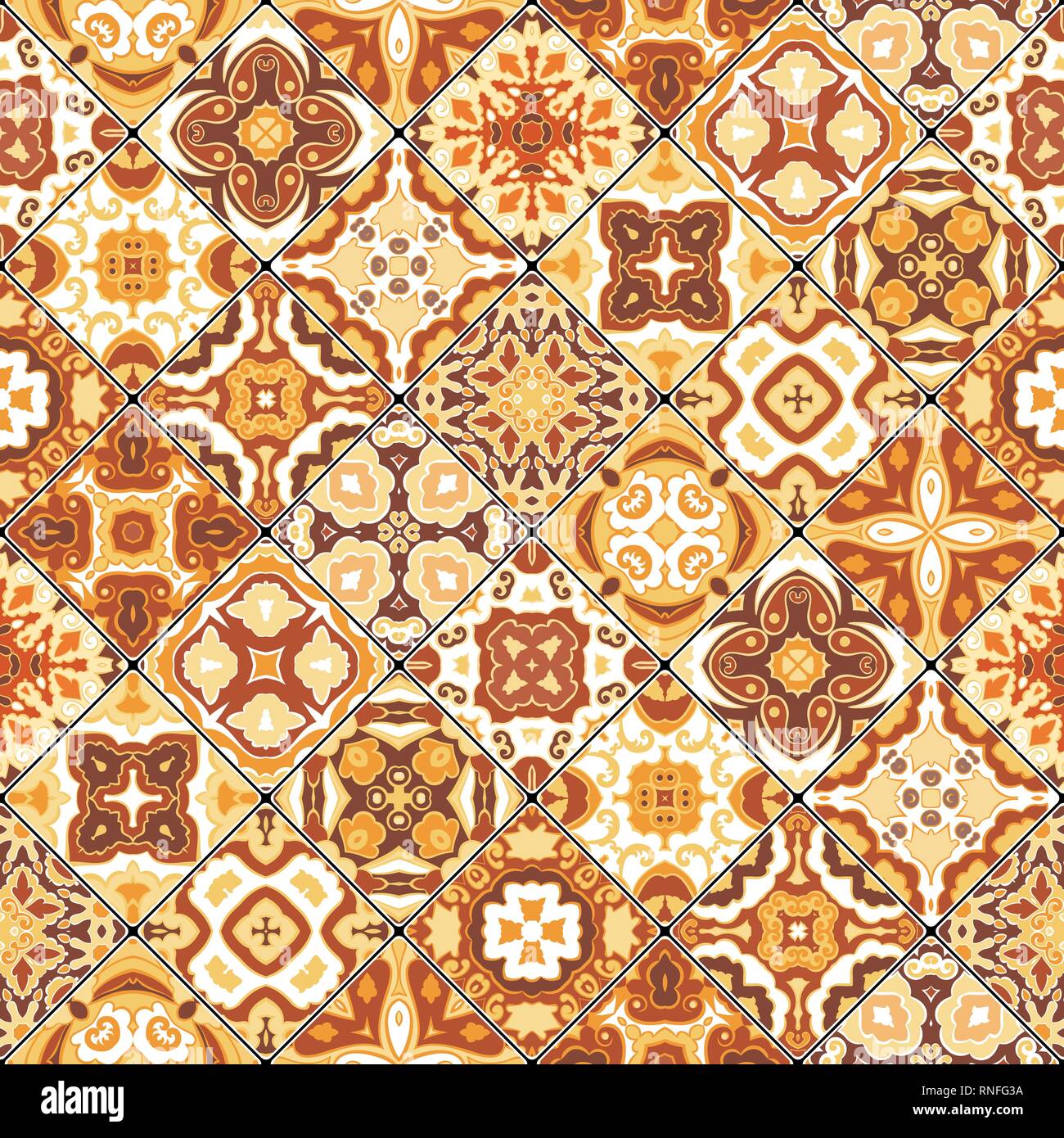 Set of seamless abstract patterns. Colorful tiles background in ...
