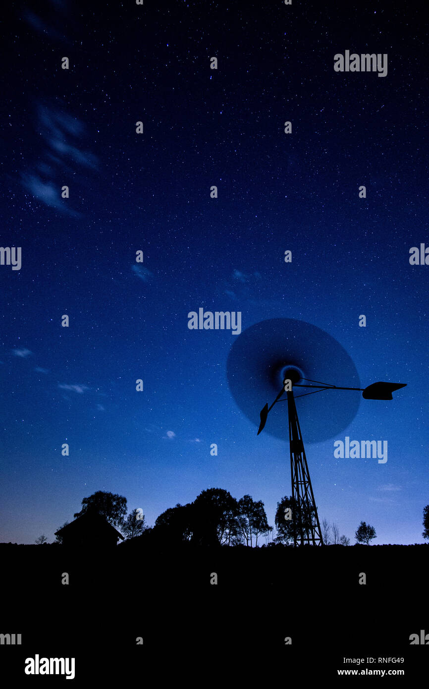 Milky Way Wind Mill stars galaxy landscape Stock Photo - Alamy