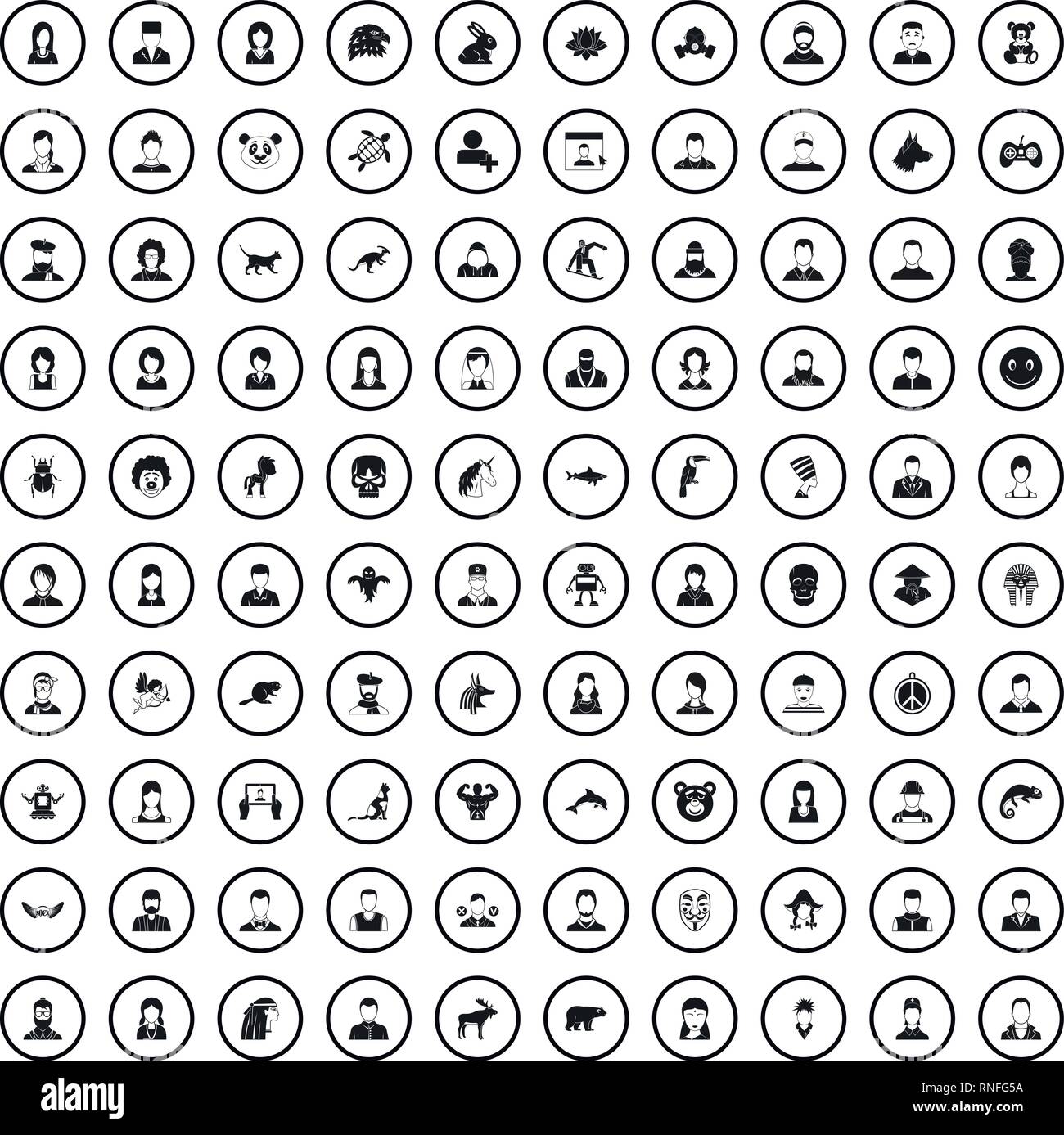 100 avatar icons set, simple style Stock Vector Image & Art - Alamy