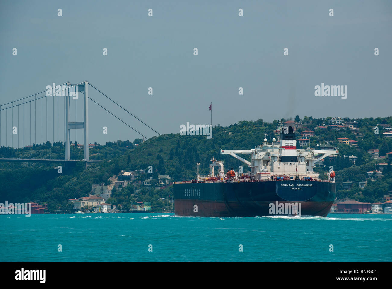 Crude oil tanker Besiktas Bosphorus on the Bosphorus, Istanbul, Turkey ...