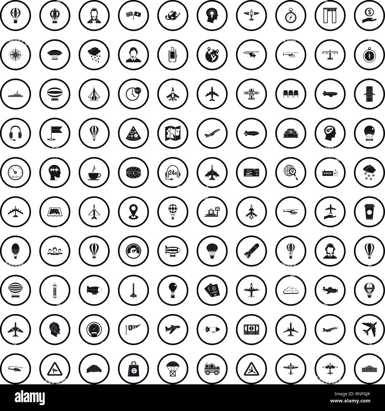 100 aviation icons set, simple style Stock Vector Image & Art - Alamy