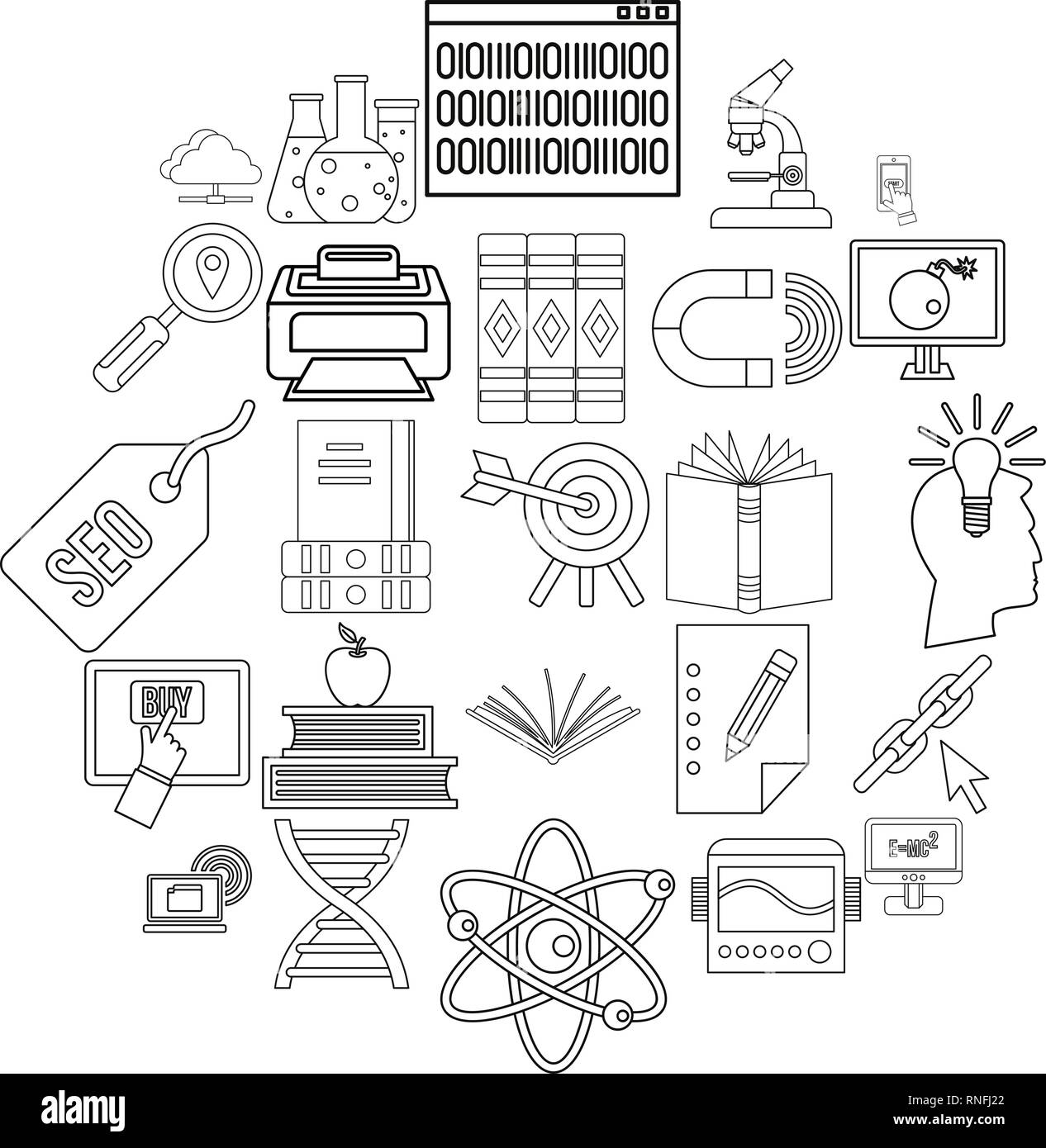 Cyber study icons set, outline style Stock Vector Image & Art - Alamy