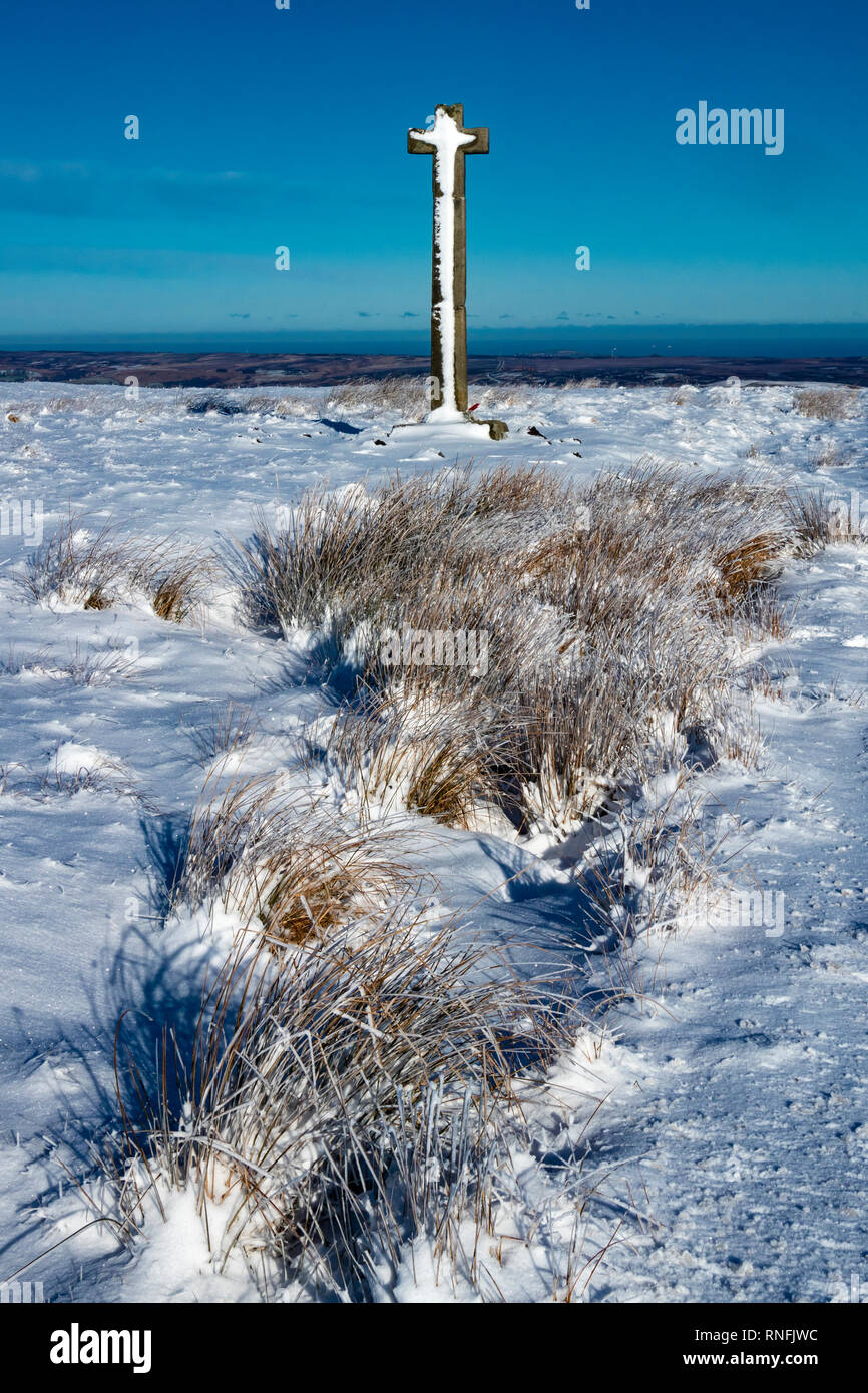Winter Snow and Ice at Young Ralph's Cross, North York Moors National ...