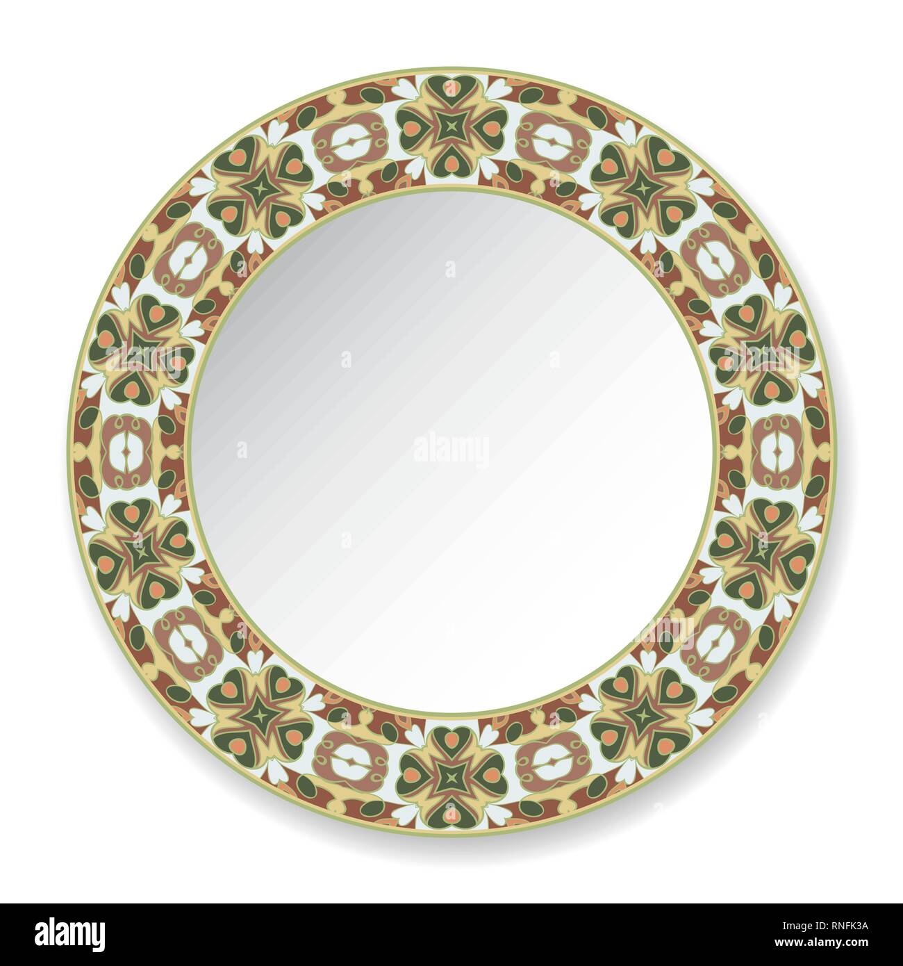 Decorative plate with a circular pattern, top view. White background ...
