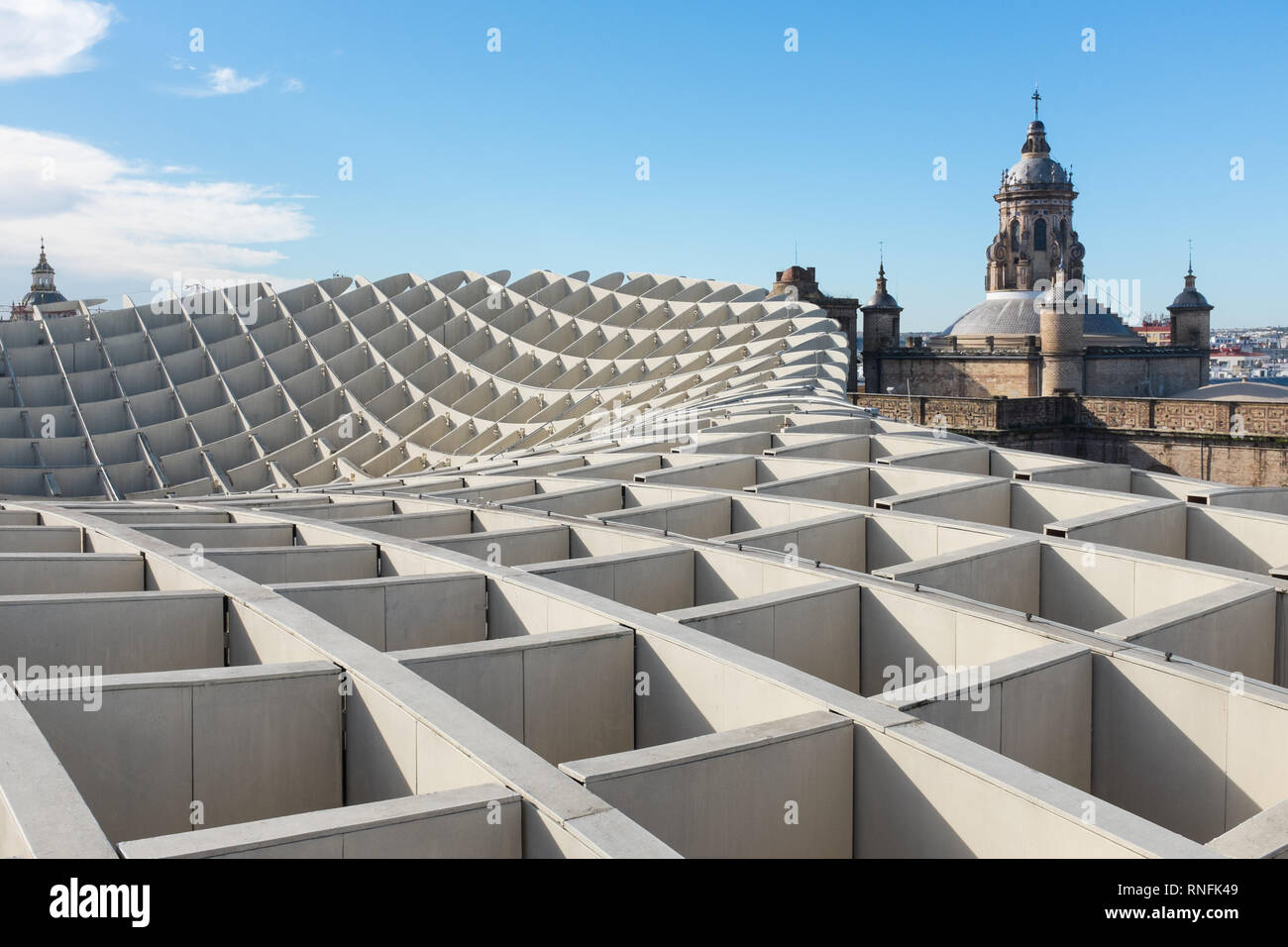 View from walkway on the Metropol Parasol, one of the largest wooden ...