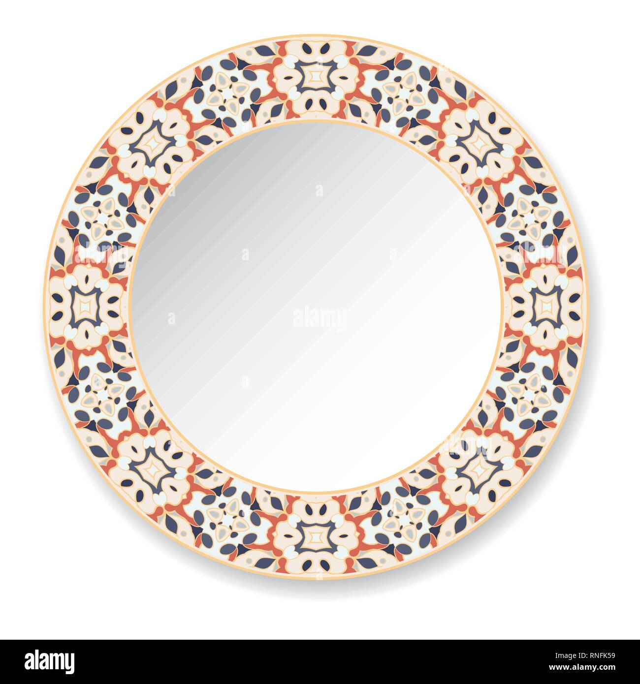 Decorative plate with a circular pattern, top view. White background ...