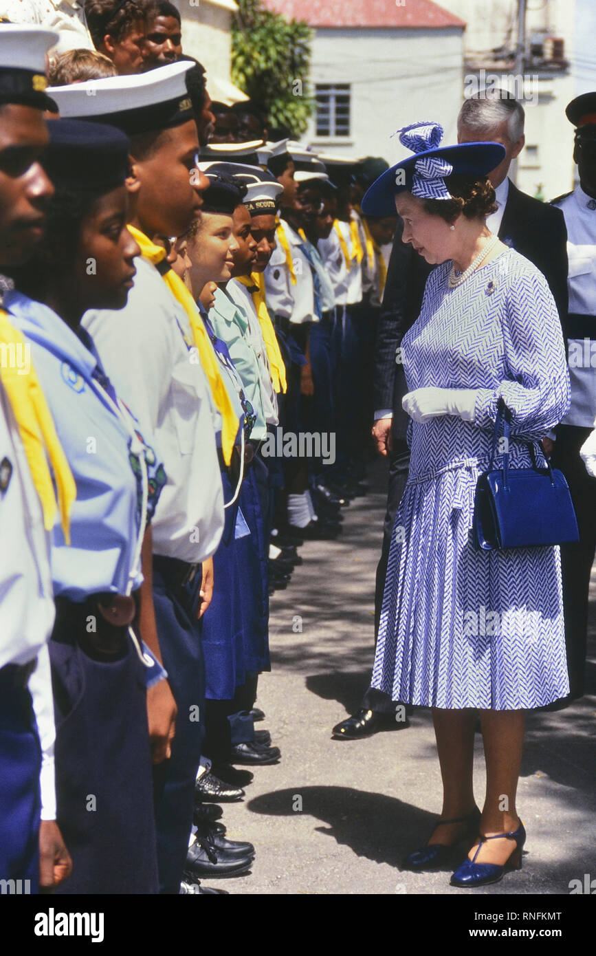 HM Queen Elizabeth II meeting local sea scouts on a royal visit to ...