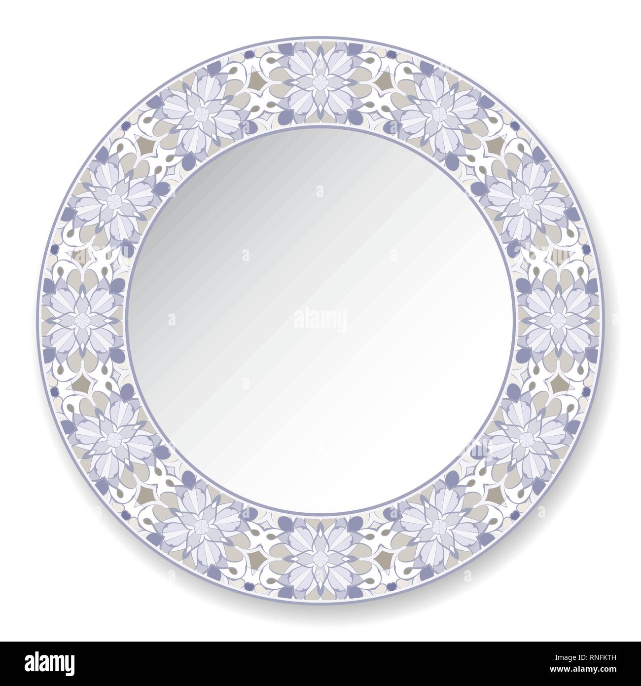 Decorative plate with a circular pattern, top view. White background ...