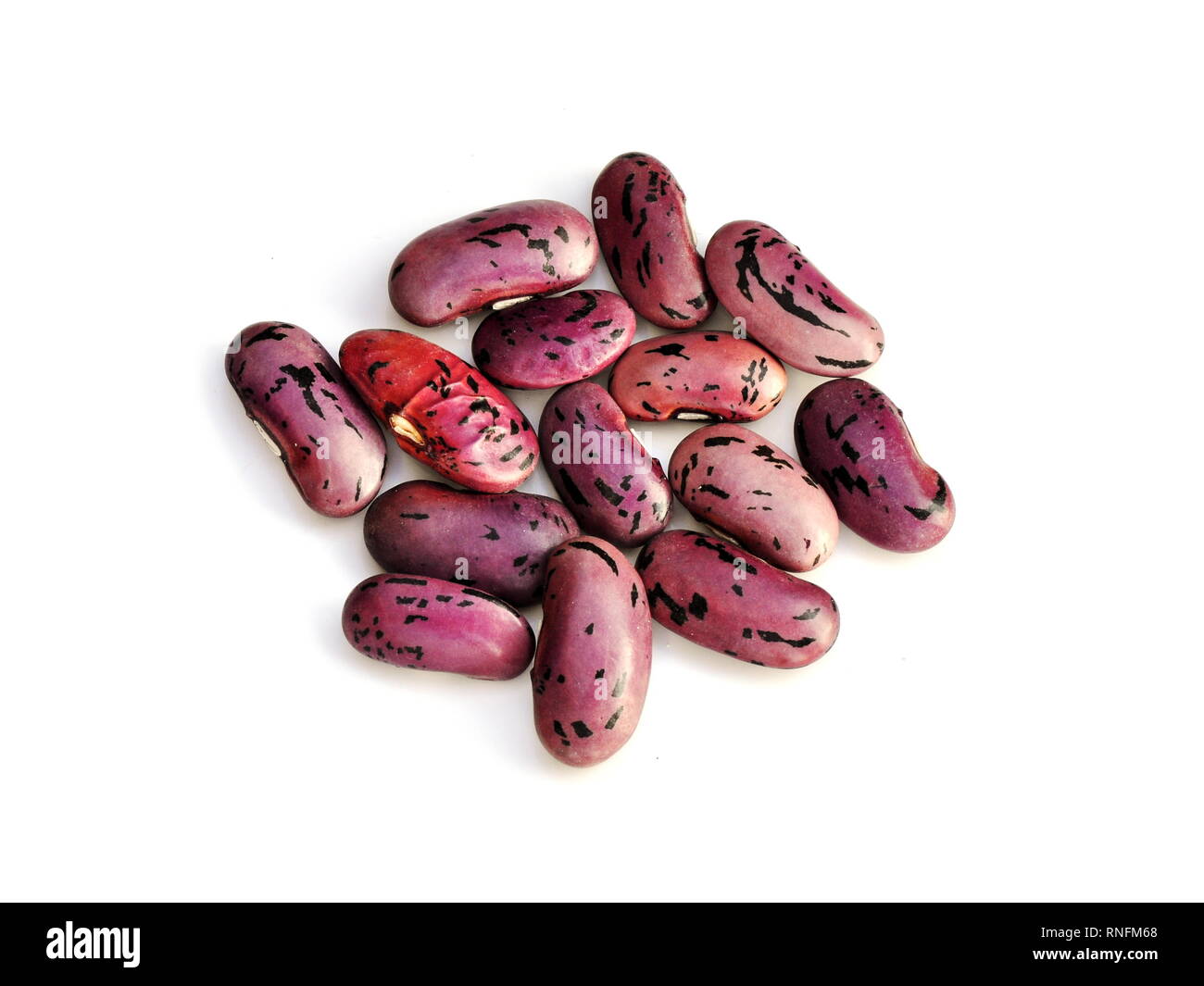 Scarlet runner beans on white background Stock Photo - Alamy