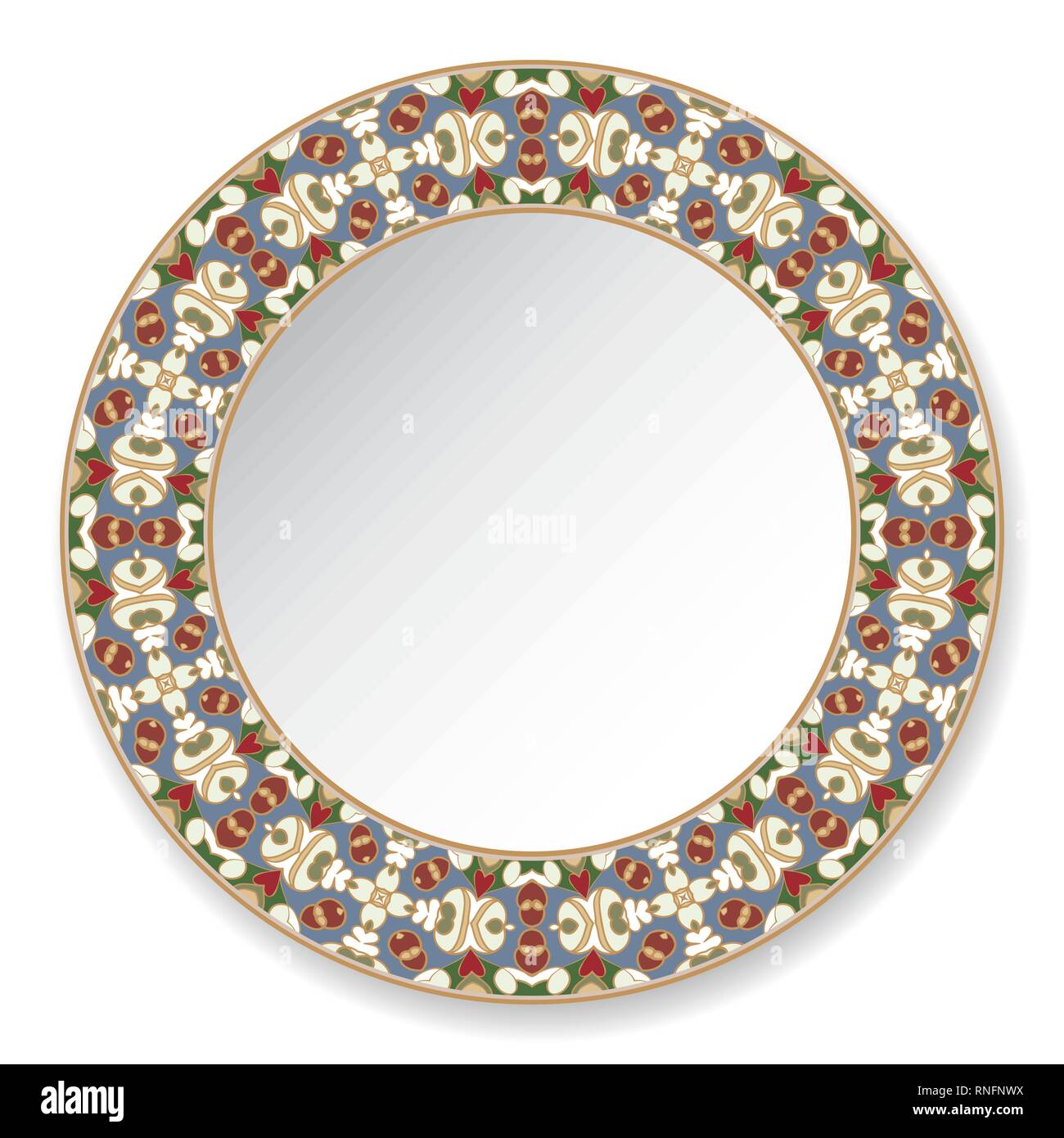 Decorative plate with a circular pattern, top view. White background ...