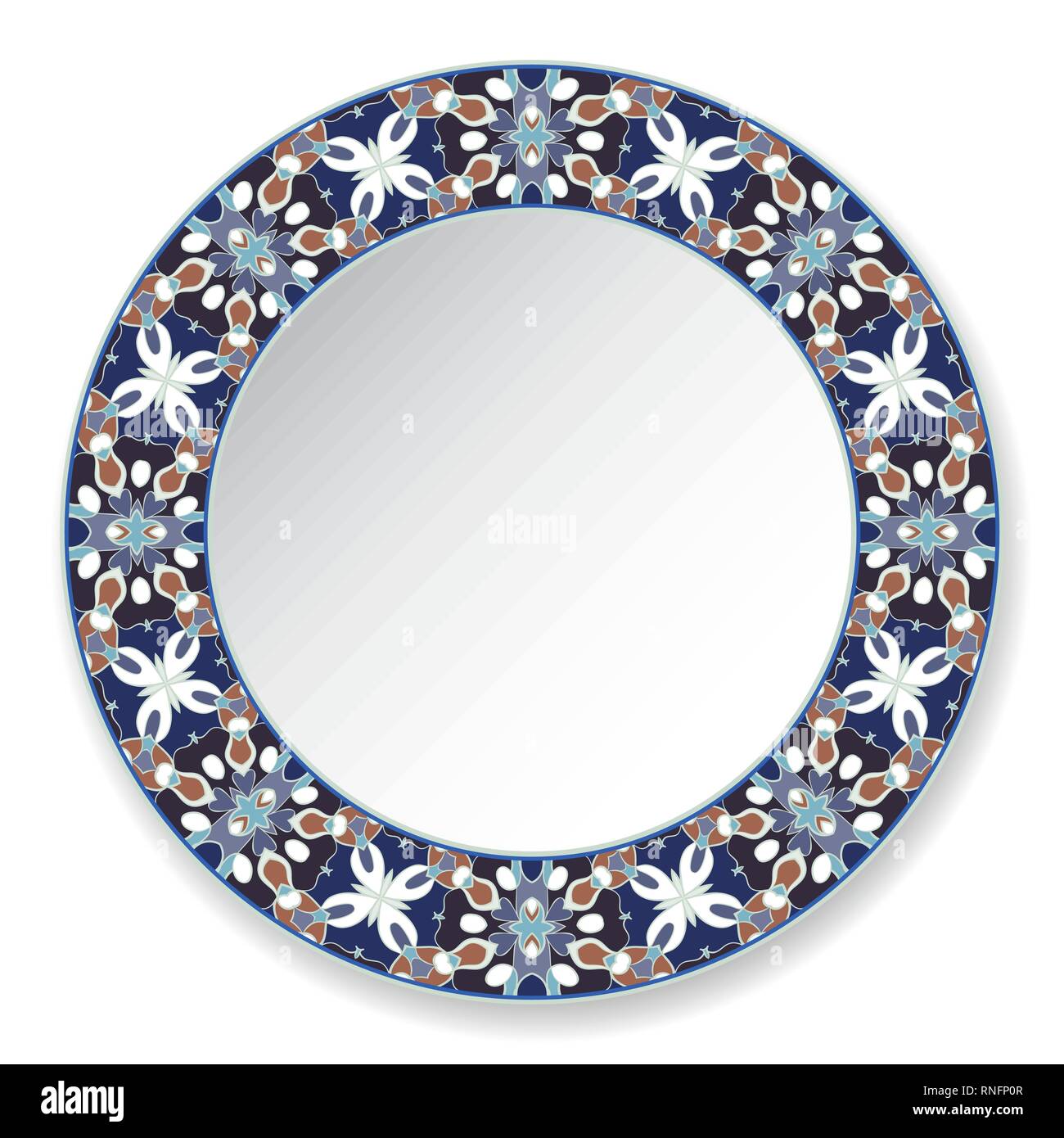 Decorative plate with a circular pattern, top view. White background ...