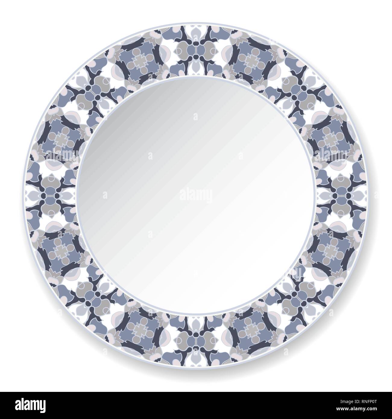 Decorative plate with a circular pattern, top view. White background ...