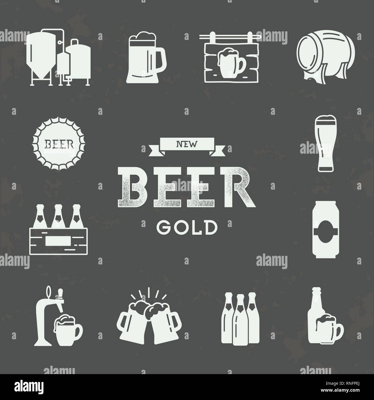 Set of beer icons in retro style. Logo for pub, bar, craft beer brewery ...