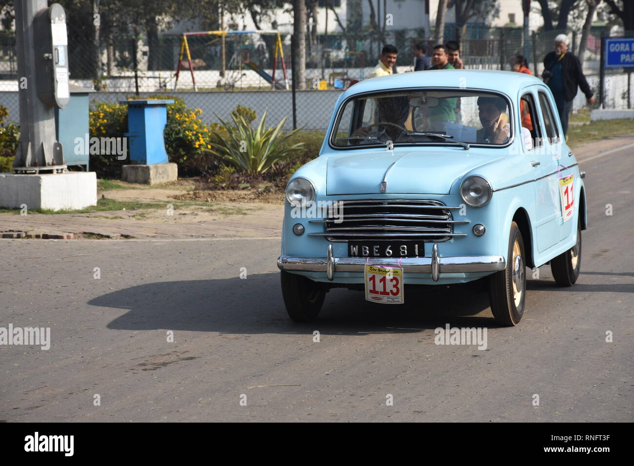 1955 Fiat Millecento car with 1100 cc and 4 cylinder engine. WBE 681 ...
