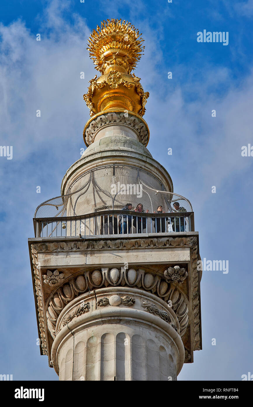 LONDON THE CITY OF LONDON MONUMENT TO THE GREAT FIRE OF LONDON 1666 ...