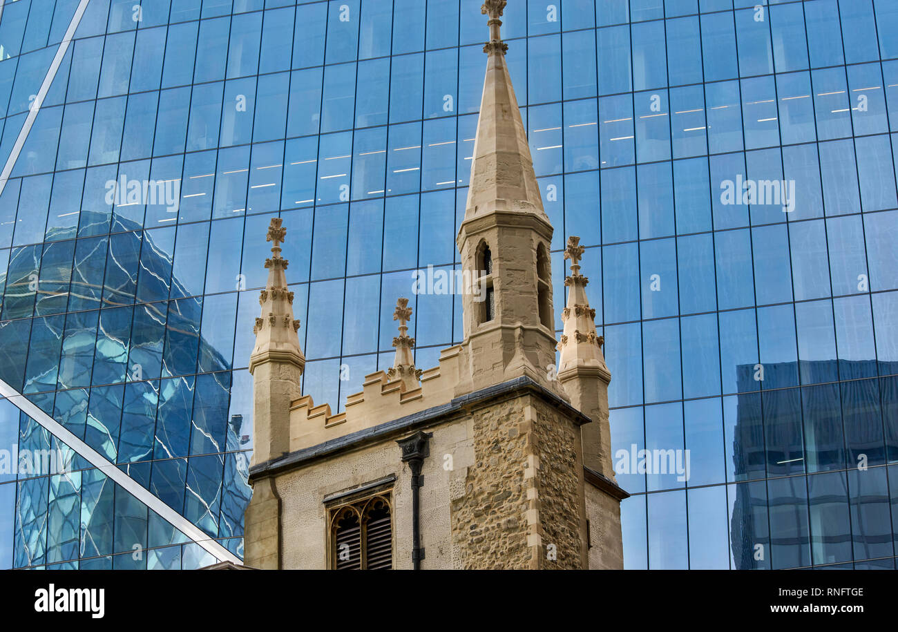 LONDON THE CITY OF LONDON THE CHUCH TOWER OF ST ANDREW UNDERSHAFT WITH ...
