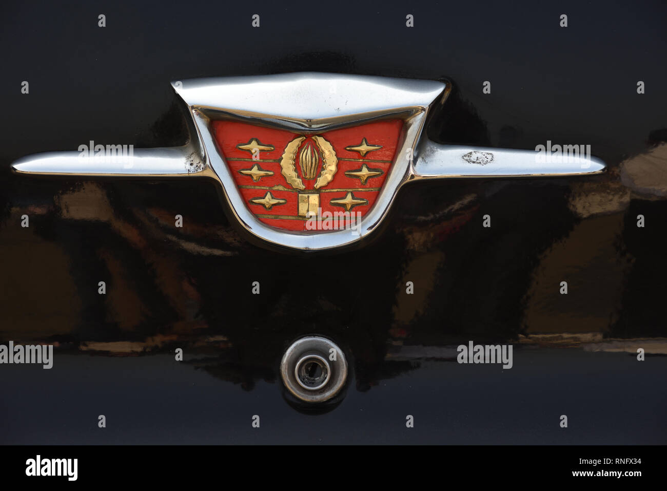 1956 Dodge Kingsway car logo and boot keyhole with 28 hp and 6 cylinder ...