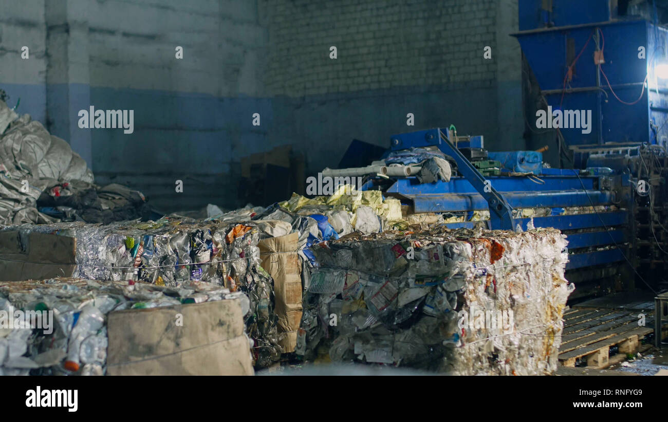 Plant for pressing and waste processing, pressing garbage in bales ...