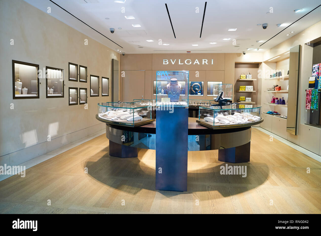 NEW YORK - APRIL 06, 2016: Bulgari store in JFK Airport. Bulgari is an ...