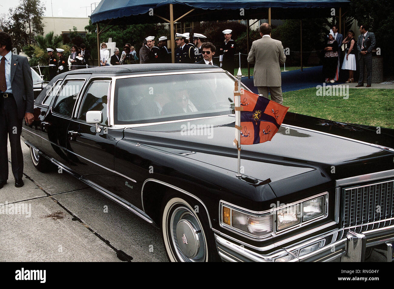 1982 - A limousine waits to take the royal party from the Netherlands ...