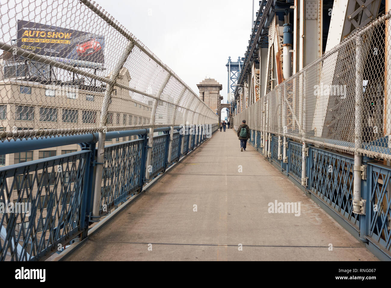 NEW YORK - CIRCA MARCH, 2016: Manhattan Bridge Pedestrian Walkway. The ...